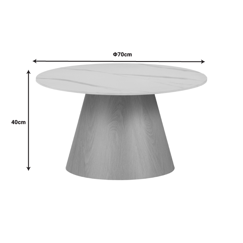 Масичка за кафе Soleire Inart бел мермер синтерувана камен-метална ...