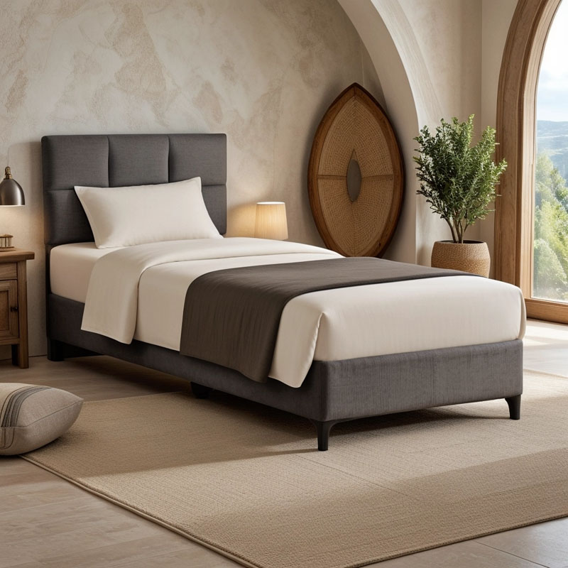 Кревет од ткаенина Melei Складиште™ во антрацитна нијанса 90x200cm ...