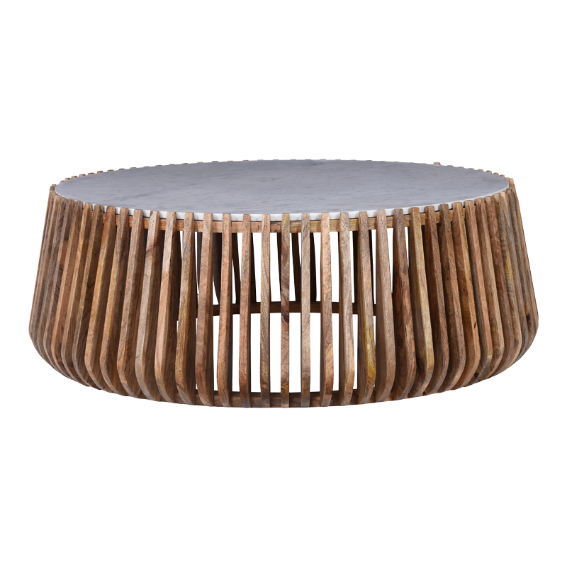 Масичка за кафе Mable Складиште™ манго дрво во природна боја и мермерна ...